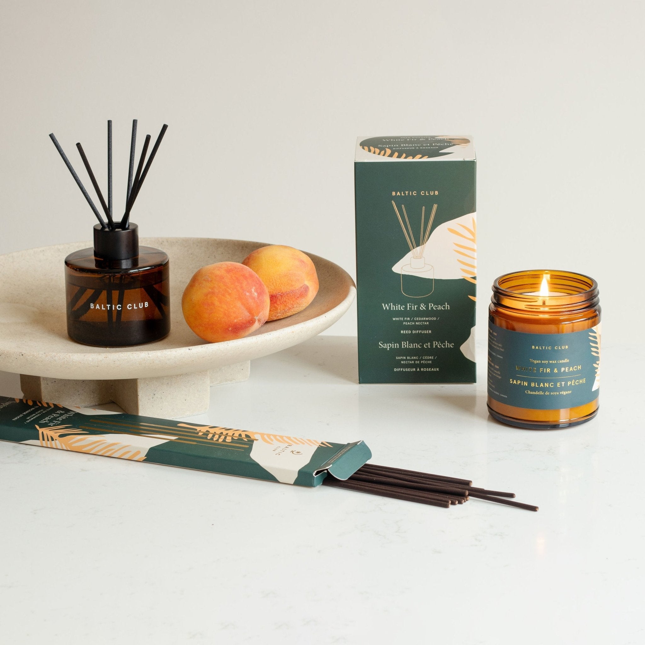 White Fir & Peach Reed Diffuser – Fruity & Woody | Baltic Club – Montréal
